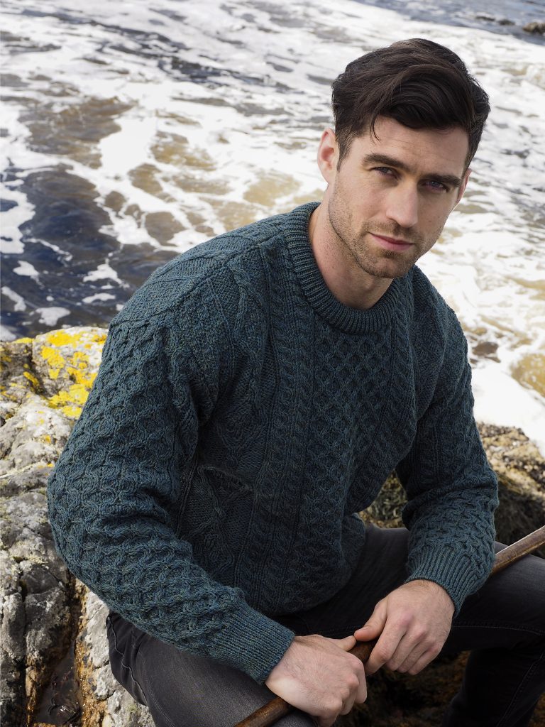 INIS MOR ARAN CREW NECK SWEATER: C1347 - West End Knitwear
