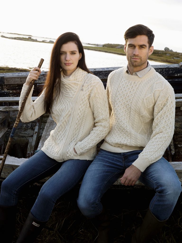 INIS MOR ARAN CREW NECK SWEATER: C1347 - West End Knitwear