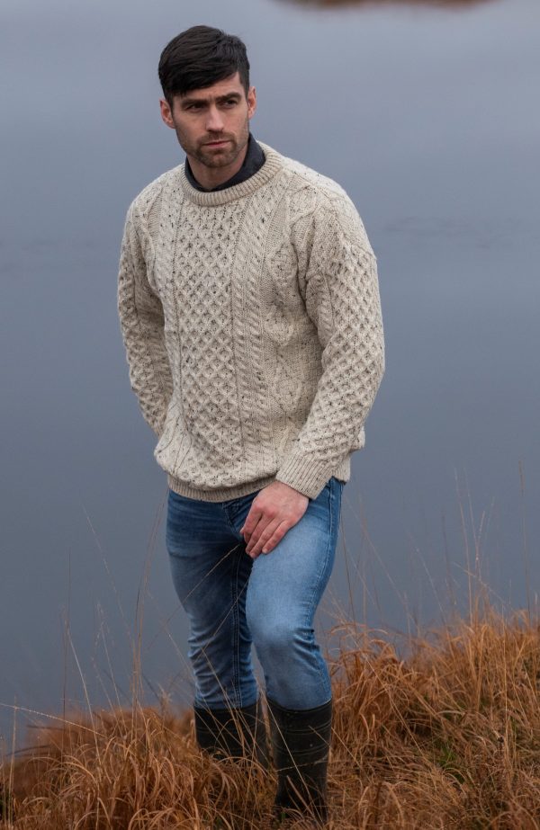 INIS MOR ARAN CREW NECK SWEATER: C1347 - West End Knitwear