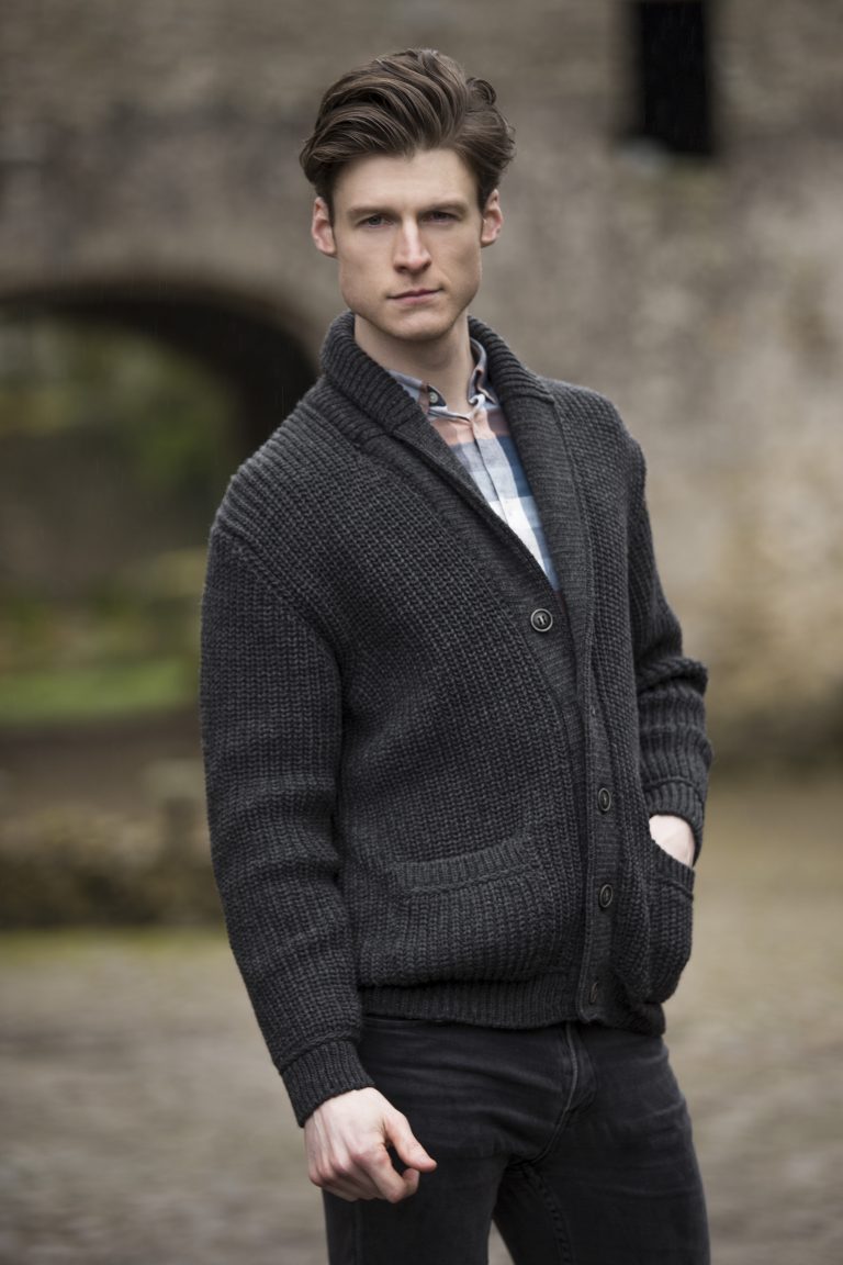 SLANE RIBBED SHAWL CARDIGAN SH4627 - West End Knitwear