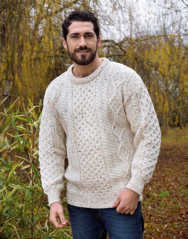 INIS MOR ARAN CREW NECK SWEATER: C1347 - West End Knitwear