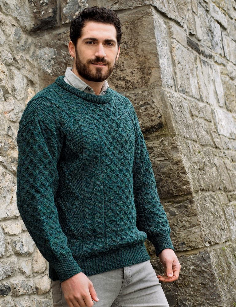 INIS MOR ARAN CREW NECK SWEATER: C1347 - West End Knitwear