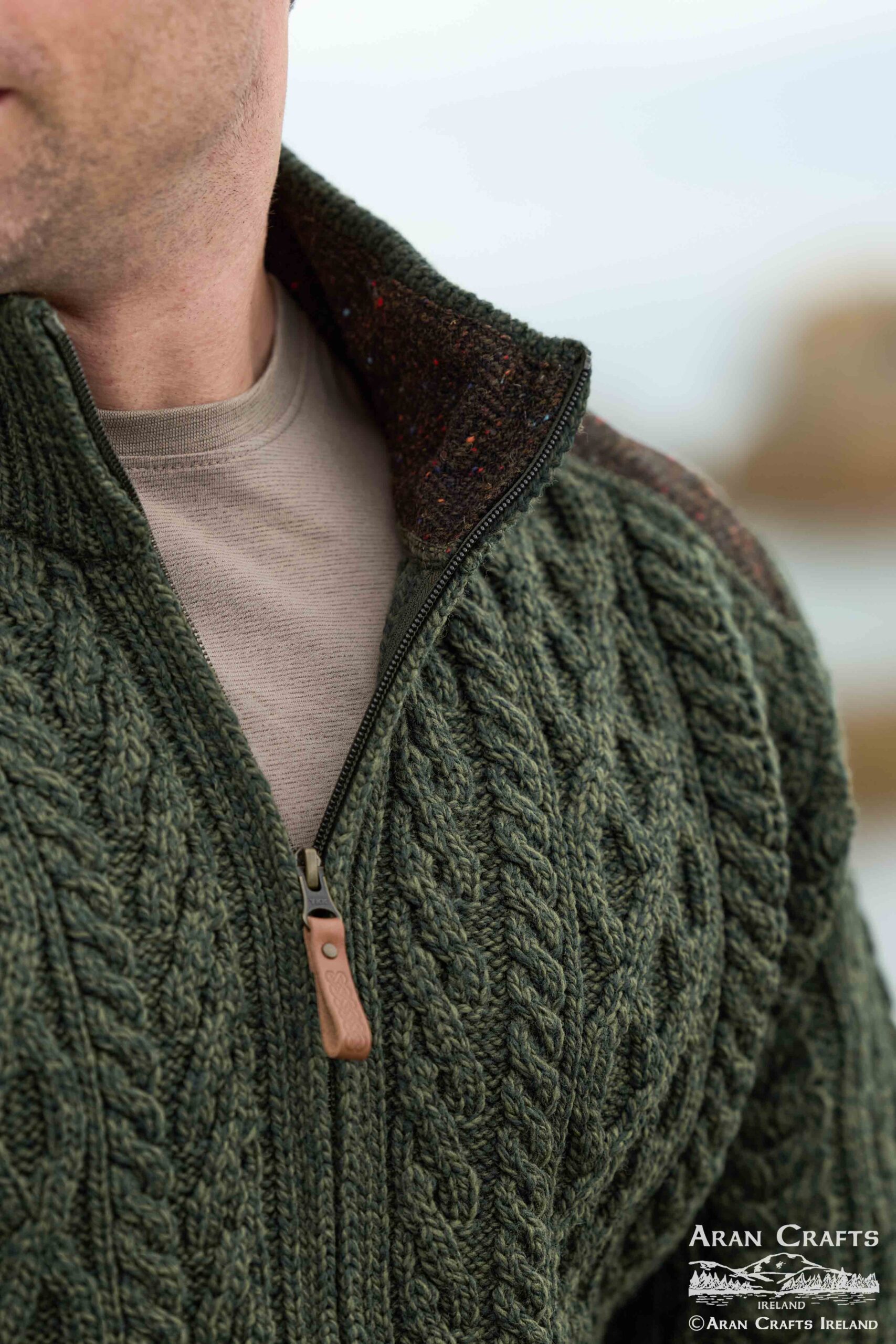 FIONN ZIP CARDIGAN WITH TWEED T46 - West End Knitwear
