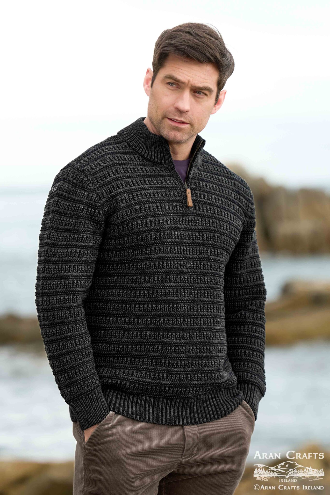 FANORE PLATED QUARTER ZIP SWEATER X5686 - West End Knitwear